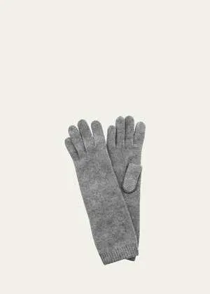 Portolano Portolano Long Cashmere Tech Gloves Heather Grey