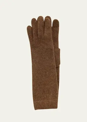 Portolano Portolano Long Cashmere Tech Gloves Medium Brown