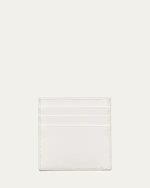 Prada Triangle Logo Leather Card Case - Black