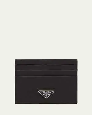 Prada Triangle Logo Leather Card Case Crom