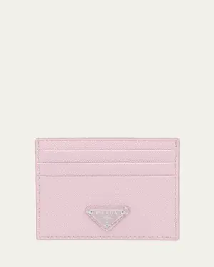 Prada Triangle Logo Leather Card Case F0wzt Alabastro 1