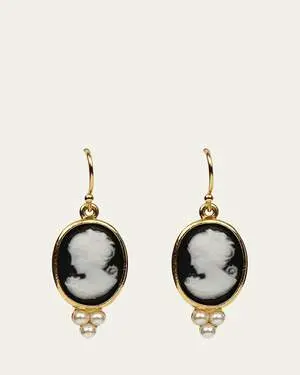 BEN-AMUN Cameo Dangle Earrings - Gold