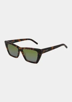 Saint Laurent Saint Laurent Cat-Eye Sunglasses Striped Havana