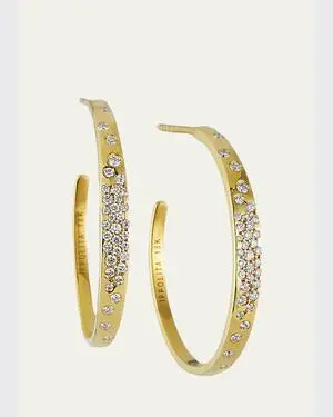 Ippolita #2 Crinkle Hoop Earring In 18k Gold With Diamonds Diamond