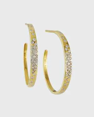 Ippolita #2 Crinkle Hoop Earring In 18k Gold With Diamonds Yg