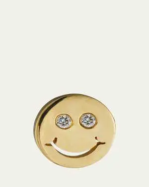 SYDNEY EVAN 14k Yellow Diamond Happy Face Stud Earring - Gold