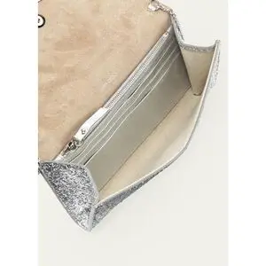 JIMMY CHOO Emmie Glittered Leather Clutch Bag