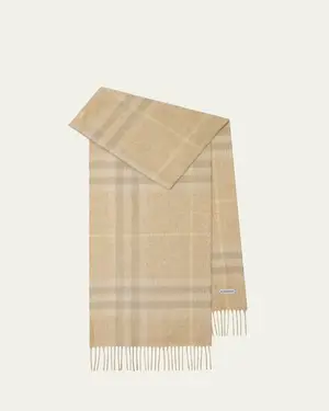 Burberry Giant Check Cashmere Scarf Flax Melange