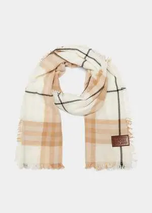 Burberry Giant Check Cashmere Scarf Frosted White Ip