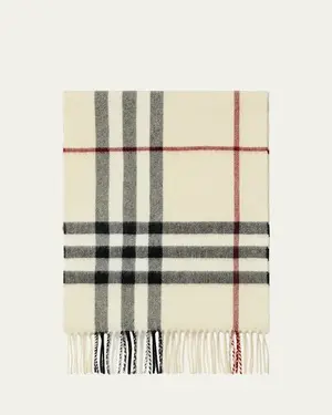 Burberry Giant Check Cashmere Scarf - Stone