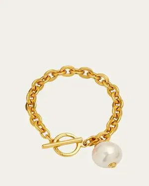 BEN-AMUN Chain Bracelet With Faux Pearl - Gold