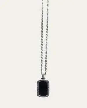 JAN LESLIE Onyx Dog Tag Pendant Necklace - Silver