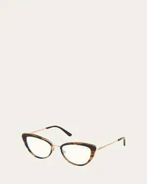 TOM FORD TOM FORD Metal Cat-Eye Optical Frames Brown