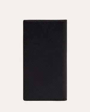 Prada Saffiano Slim Card Holder Wallet - Fumo