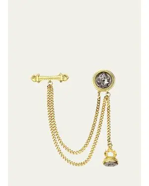 BEN-AMUN Double Chain Coin Brooch - Multicolor