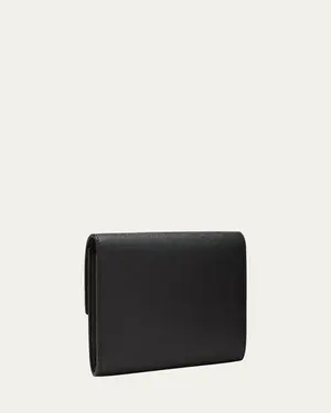 Saint Laurent Uptown Wallet On Chain In Grained Leather - Black
