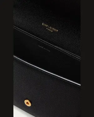 Saint Laurent Uptown Wallet On Chain In Grained Leather - Black