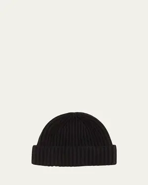 Bergdorf Goodman Rib-knit Cashmere Beanie - Black