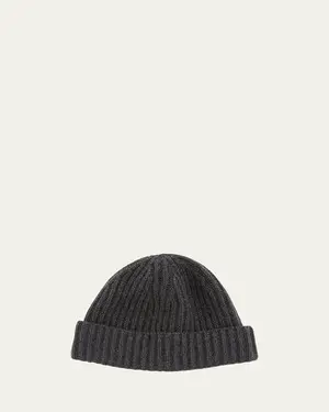 Bergdorf Goodman Rib-knit Cashmere Beanie - Charcoal