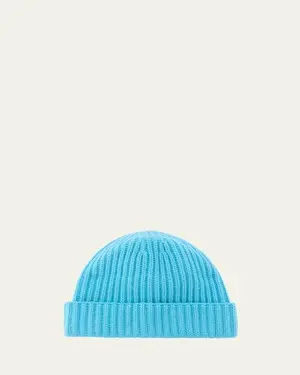 Bergdorf Goodman Rib-knit Cashmere Beanie - Ltblue
