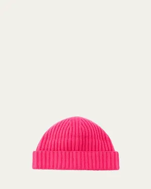 Bergdorf Goodman Rib-knit Cashmere Beanie - Pink