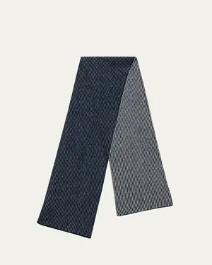 Bergdorf Goodman Ribbed Cashmere Scarf, Black Blugry