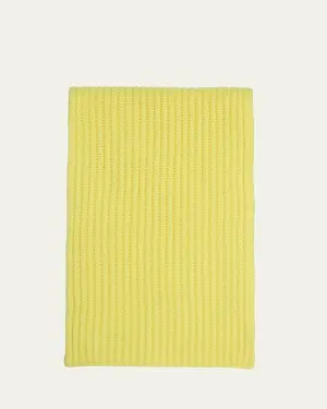 Bergdorf Goodman Ribbed Cashmere Scarf, Black Yellow