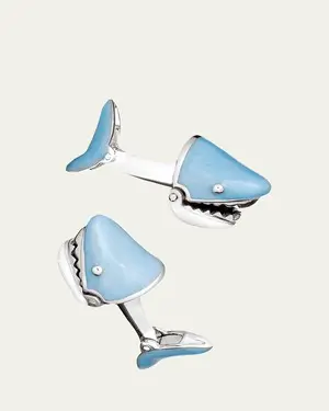 JAN LESLIE Movable Shark Face Cuff Links - One-color