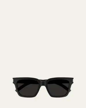 Saint Laurent Saint Laurent Rectangle Acetate Sunglasses Shiny Black