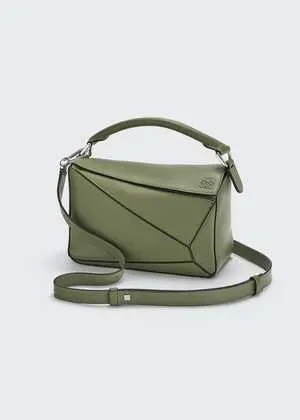 Loewe Loewe Puzzle Small Bag In Leather Avocado Green