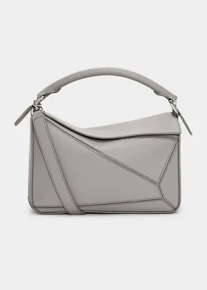 Loewe Loewe Puzzle Small Bag In Leather Pearl Grey