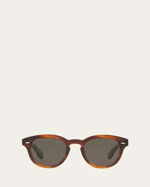 Oliver Spencer Cary Grant Oval Acetate Sunglasses - Tortoise/green