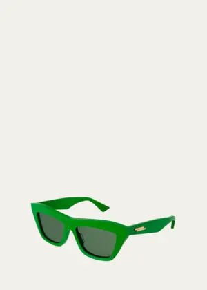 Bottega Veneta Bottega Veneta Acetate Cat-Eye Sunglasses Shiny Solid Green