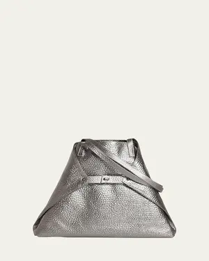 Akris Ai Medium Hammered Shoulder Bag - Pewter