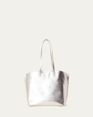 Akris Ai Medium Hammered Shoulder Bag - Stucco Metallic