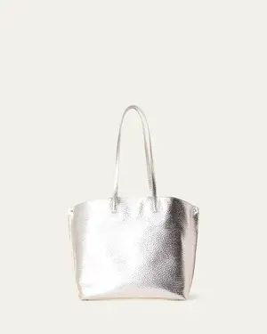 Akris Ai Medium Hammered Shoulder Bag - Stucco Metallic