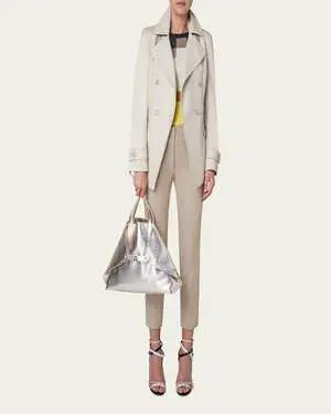 Akris Ai Medium Hammered Shoulder Bag - Stucco Metallic