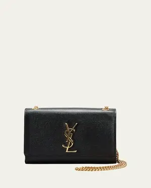 Saint Laurent Kate Small Shoulder Bag In Grained Leather - Black
