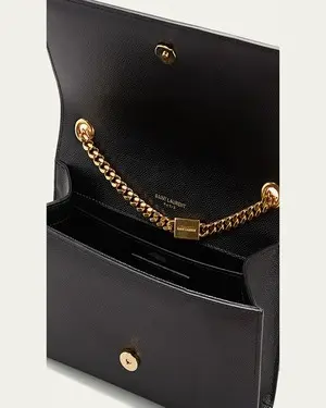 Saint Laurent Kate Small Shoulder Bag In Grained Leather - Black