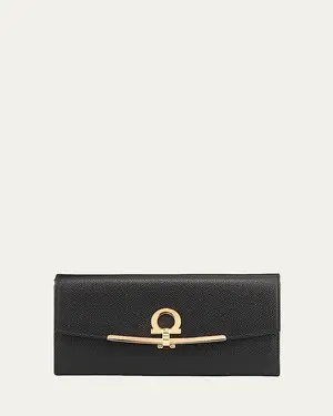 FERRAGAMO Icona Clip Continental Wallet - Black