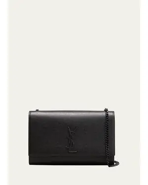 Saint Laurent Kate Shoulder Bag In Grained Leather - Black