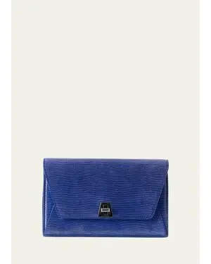 Akris Akris Anouk Lizard-Print Clutch Bag With Chain Iris