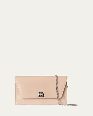 Akris Anouk Lizard-print Clutch Bag With Chain - Light Beige