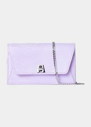 Akris Akris Anouk Lizard-Print Clutch Bag With Chain Lilac