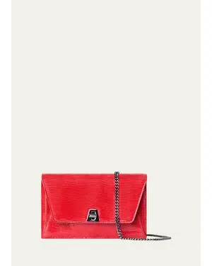 Akris Akris Anouk Lizard-Print Clutch Bag With Chain Lipstick