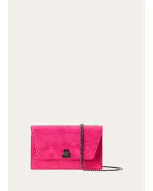 Akris Akris Anouk Lizard-Print Clutch Bag With Chain Pink