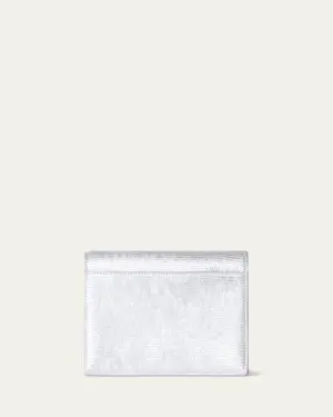 Akris Anouk Lizard-print Clutch Bag With Chain - Silver Metallic