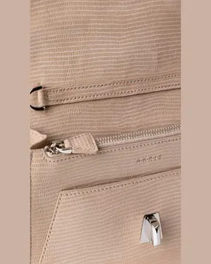 Akris Anouk Lizard-print Clutch Bag With Chain - Silver Metallic