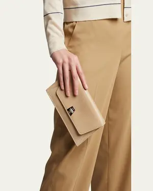 Akris Anouk Lizard-print Clutch Bag With Chain - Silver Metallic