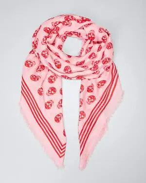 Alexander McQueen Skull Print Modal Scarf - Roseate Red